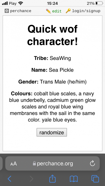 My wof character generator - Off Topic - Stray Fawn Community